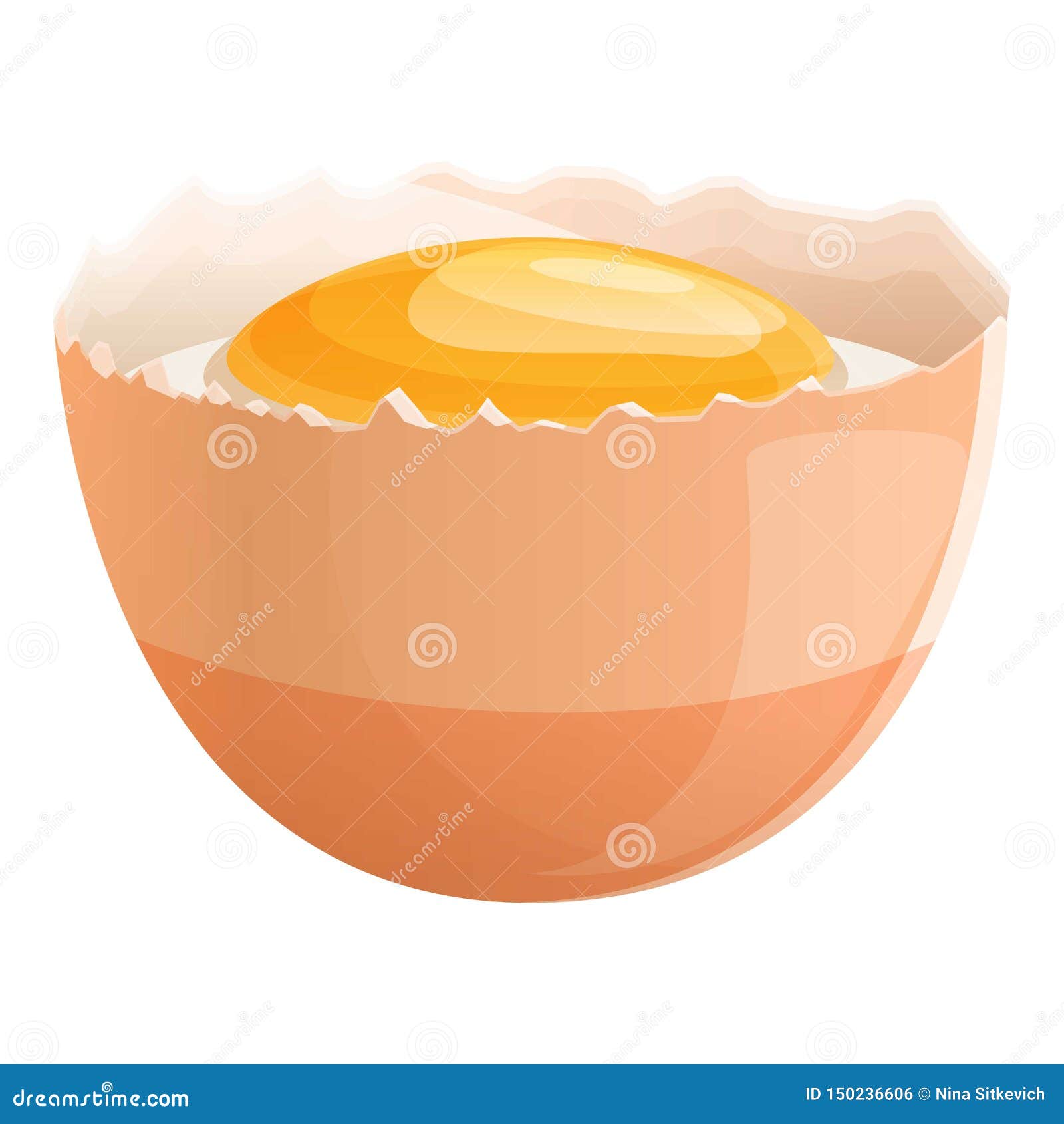 Half Eggshell with Yolk Icon, Cartoon Style Stock Vector - Illustration ...