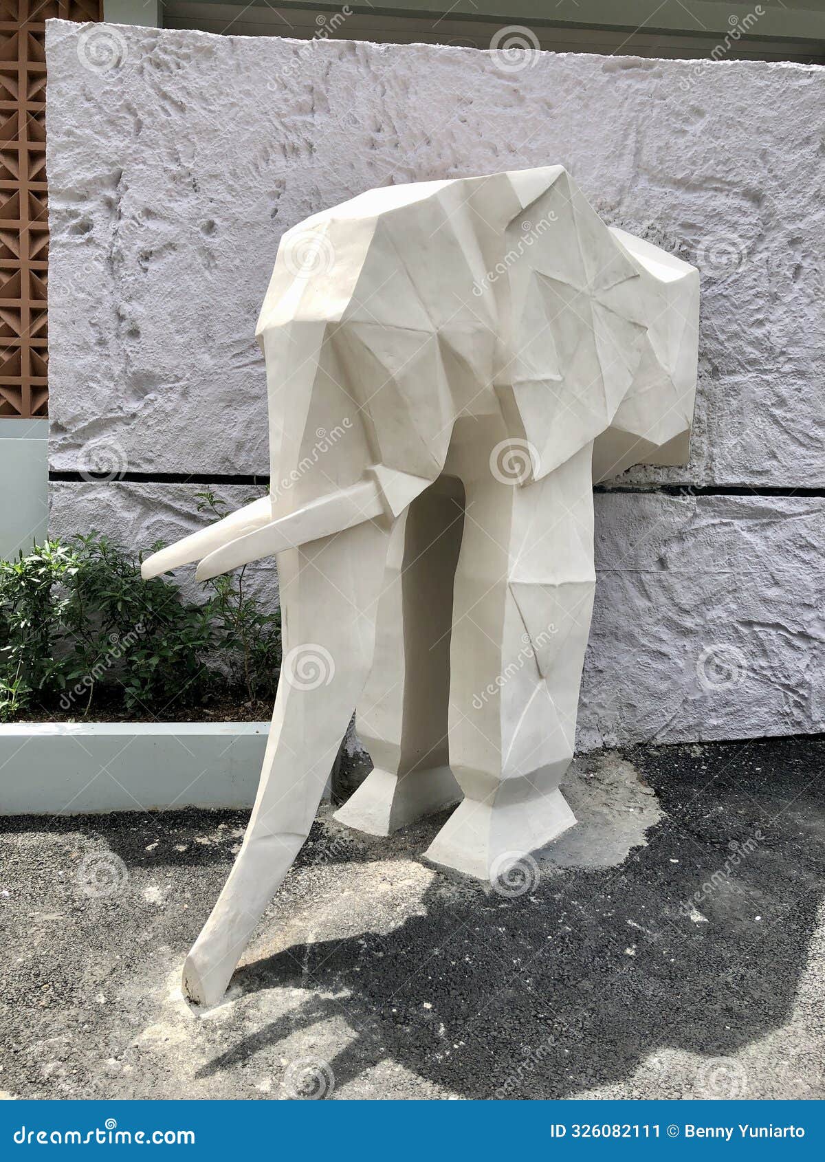 Half Elephant Statue Decoration with Diamond Pattern Design Stock Image ...