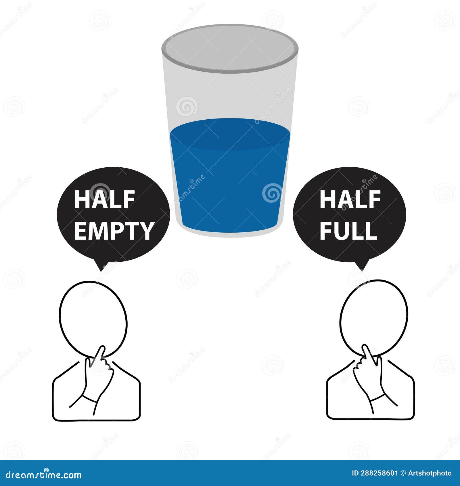The Optimist And The Pessimist Concept. White And Black Backgrounds ...