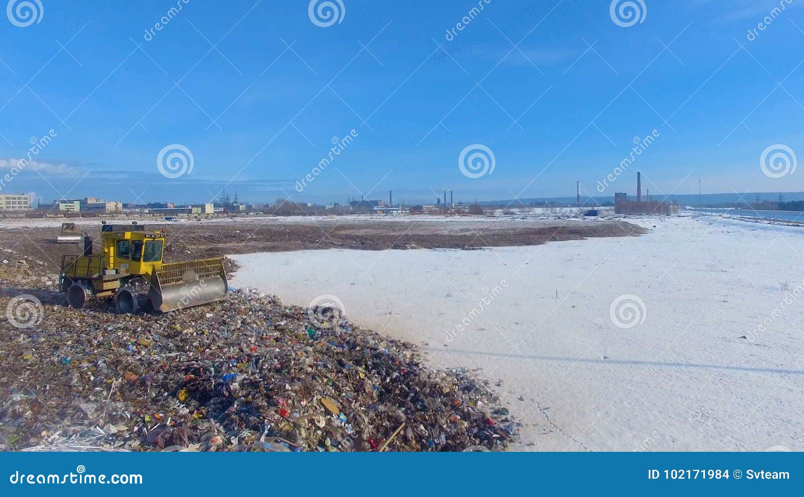 A Large Half-empty Landfill with a Working Compactor. Enviromet ...