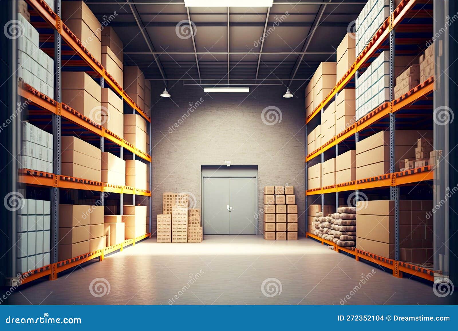 Half-empty Warehouse for Storage of Goods and Cargo on Racks and ...