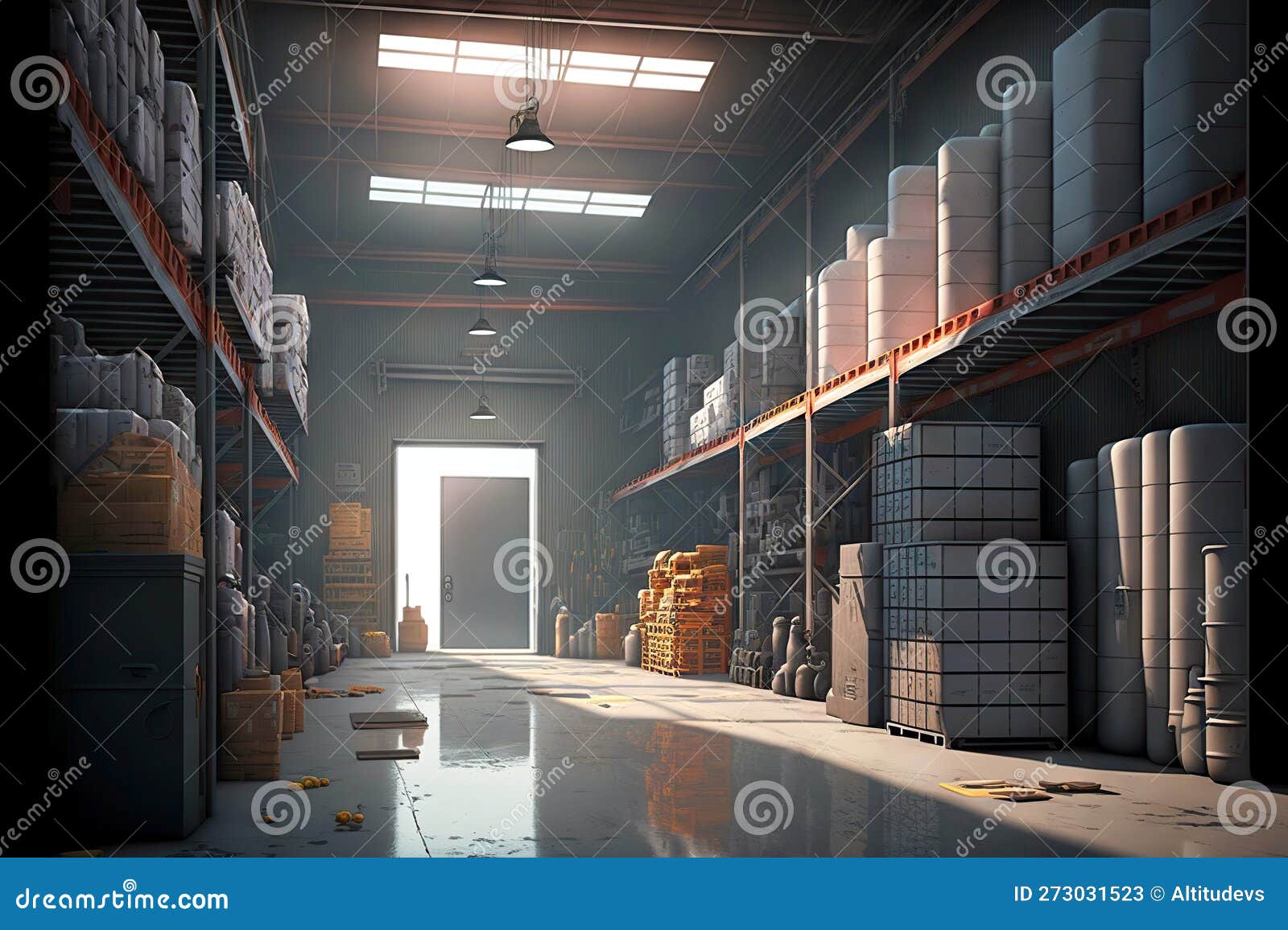 Half-empty Warehouse for Storage of Goods and Cargo on Racks and ...