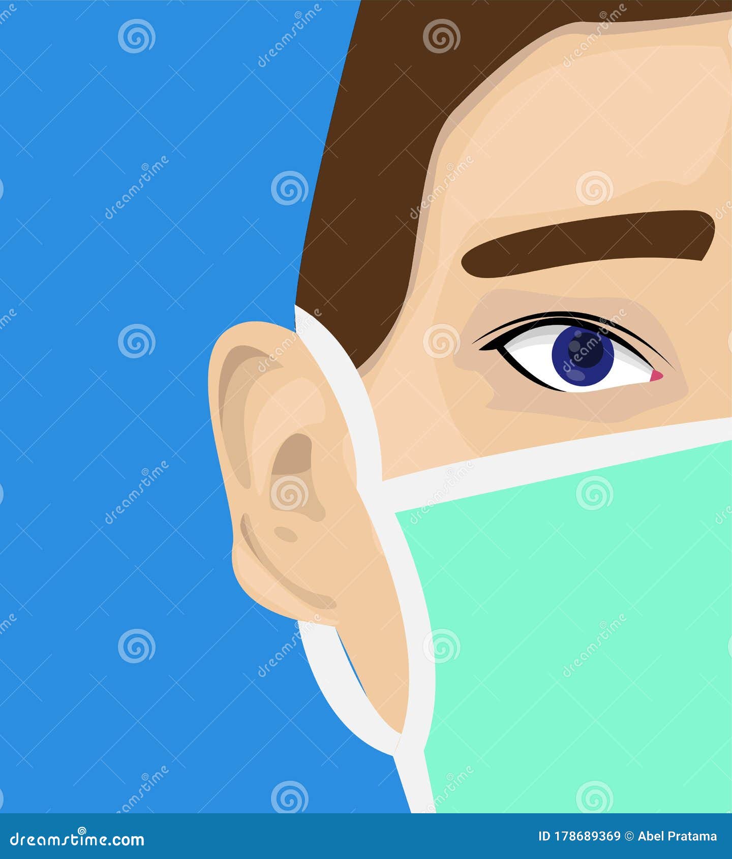 Half Face of a man stock vector. Illustration of flat - 178689369