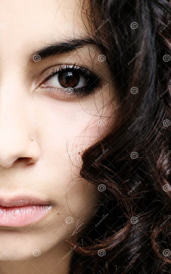 Half face abstract stock image. Image of closeup, brunette - 326281