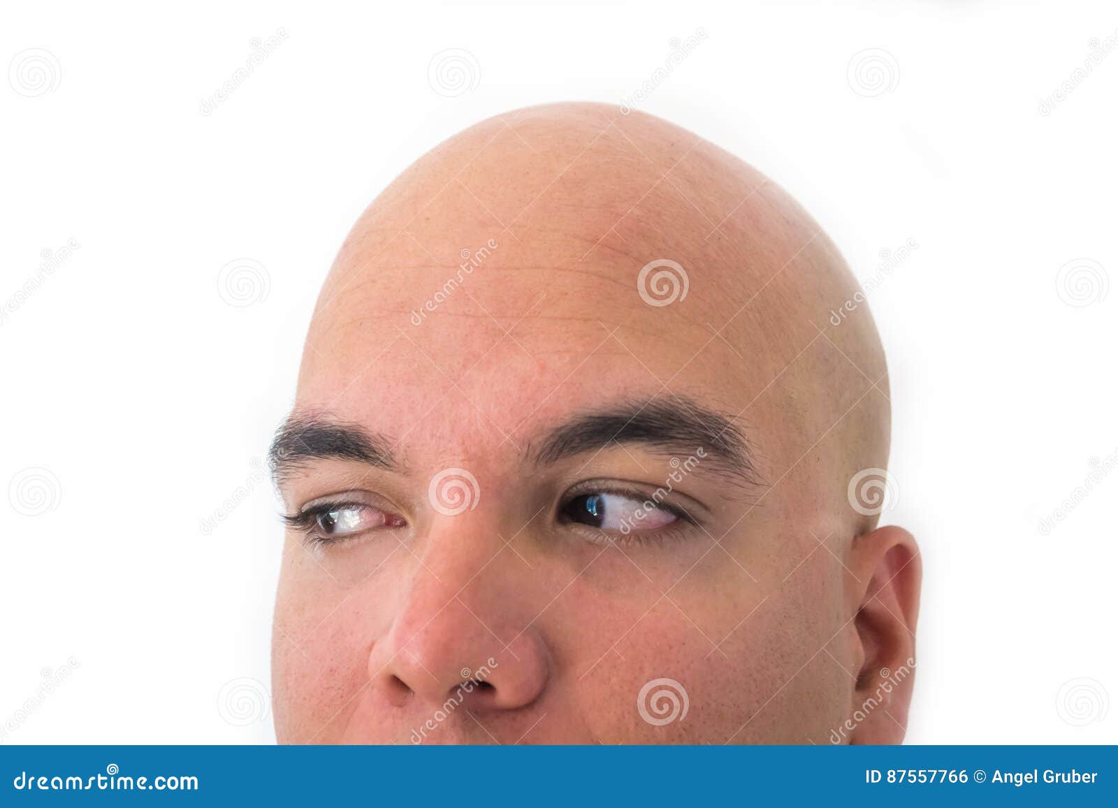 Half Face of Bald Man in White Background. Stock Photo - Image of ...