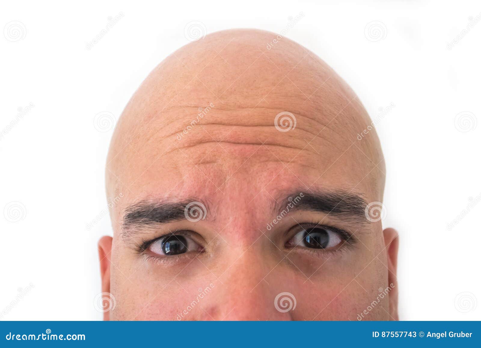 Half Face of Bald Man in White Background. Stock Image - Image of ...