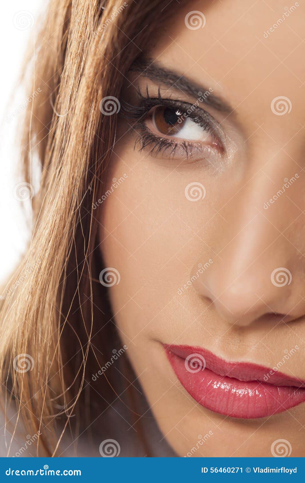 Half Face of a Beautiful Girl Stock Image - Image of astonished, amazed ...
