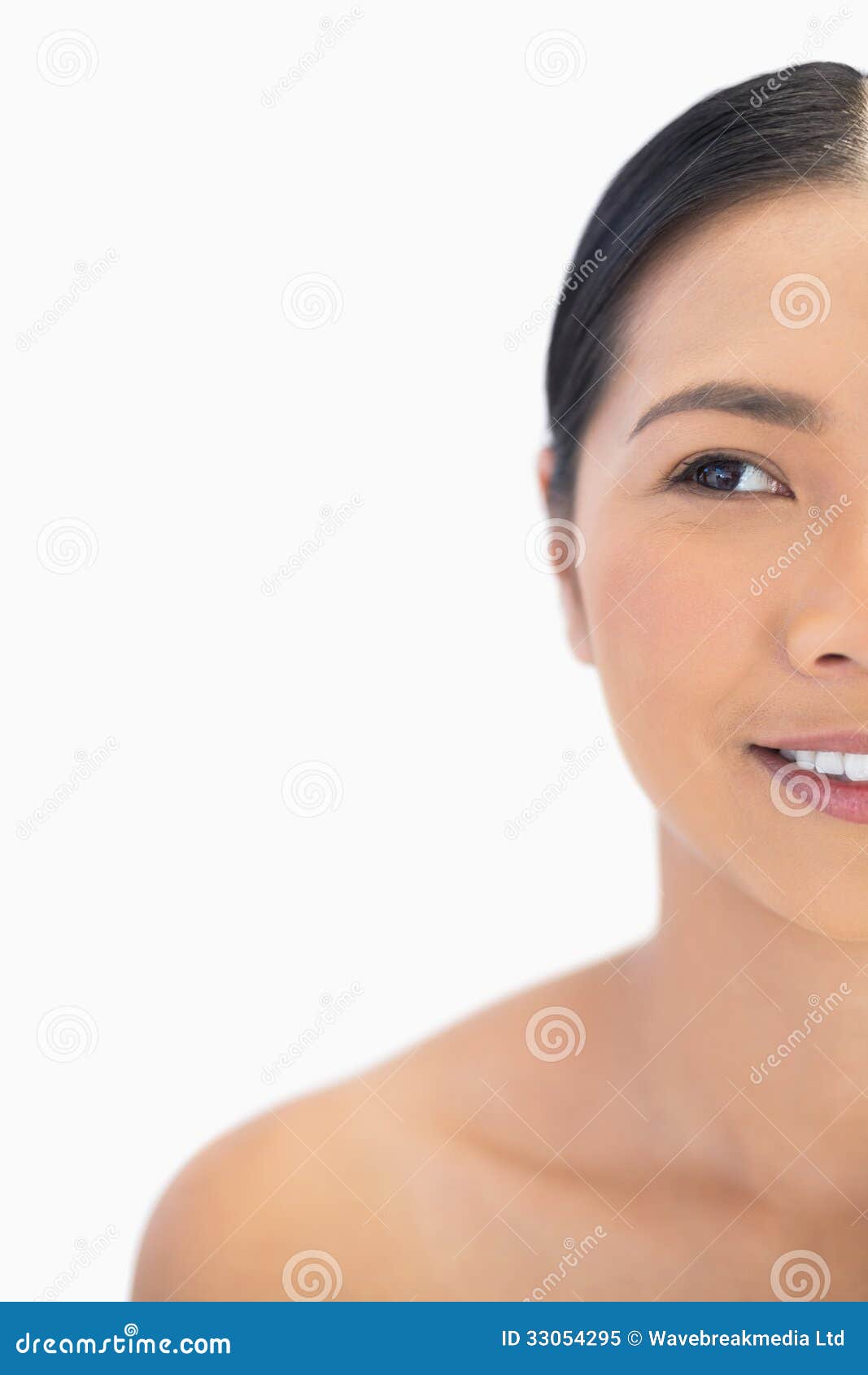Half Face of Cheerful Natural Model Stock Image - Image of female, copy ...