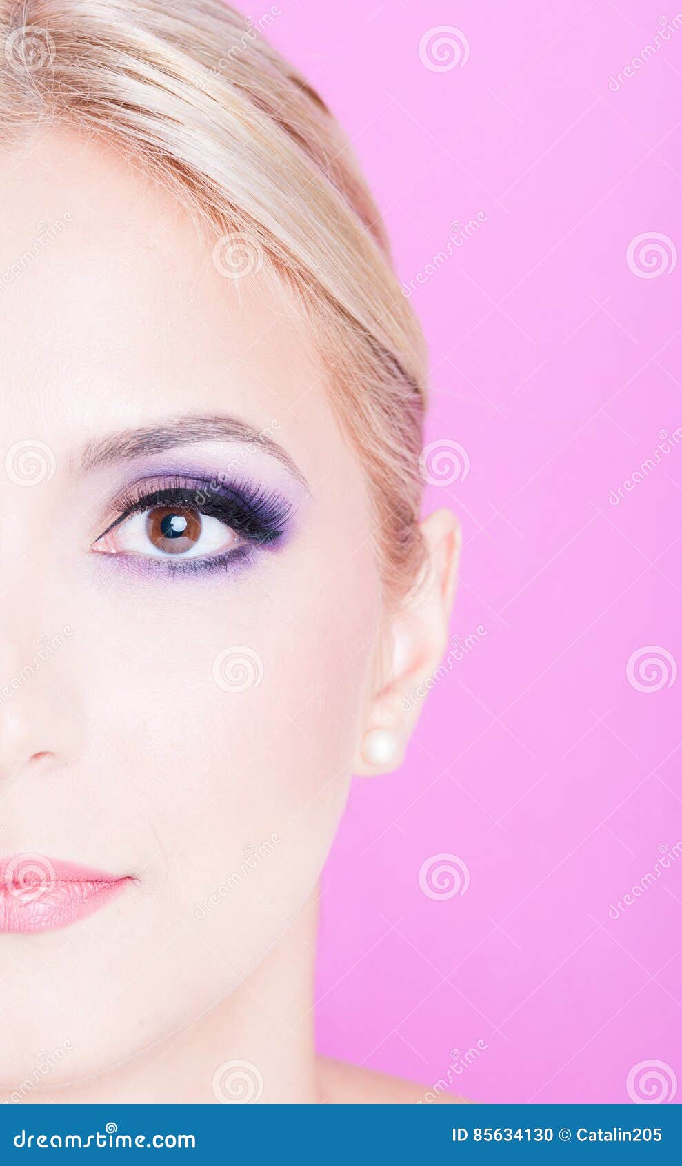 Half Face of Lady with Professional Trendy Make-up Stock Photo - Image ...