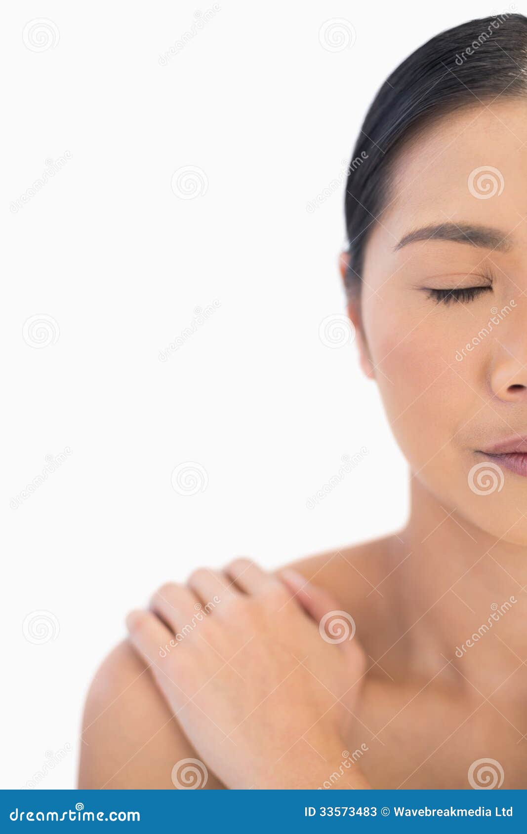 Half Face of Natural Model Closing Eyes Stock Image - Image of healthy ...