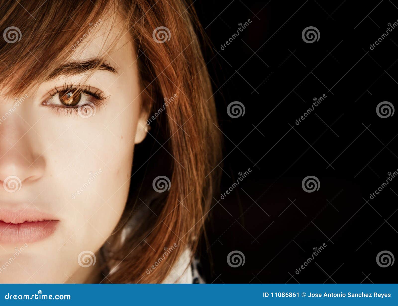 Half face portrait stock image. Image of looking, closeup - 11086861
