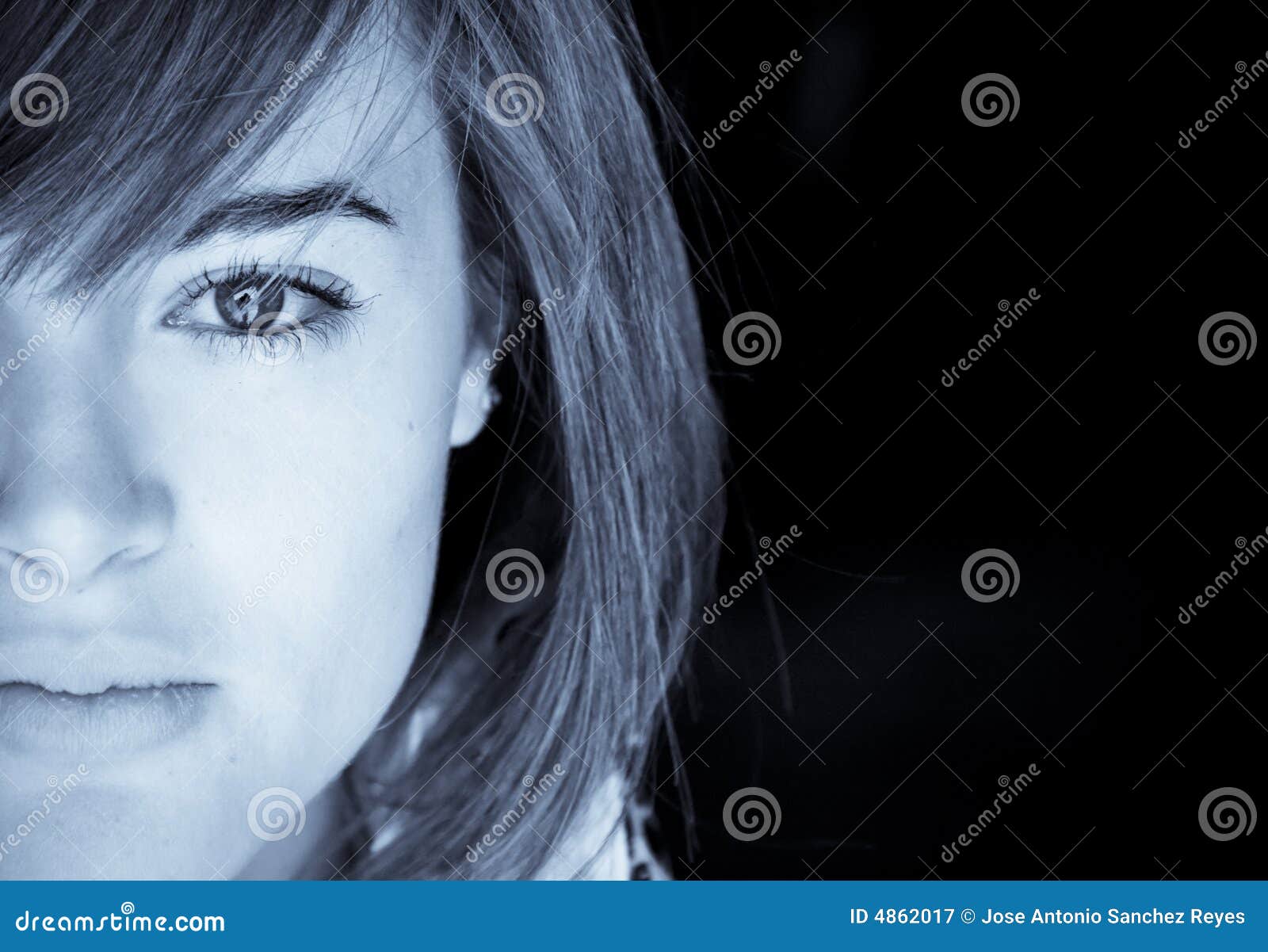 Half face portrait stock image. Image of monochrome, isolated - 4862017