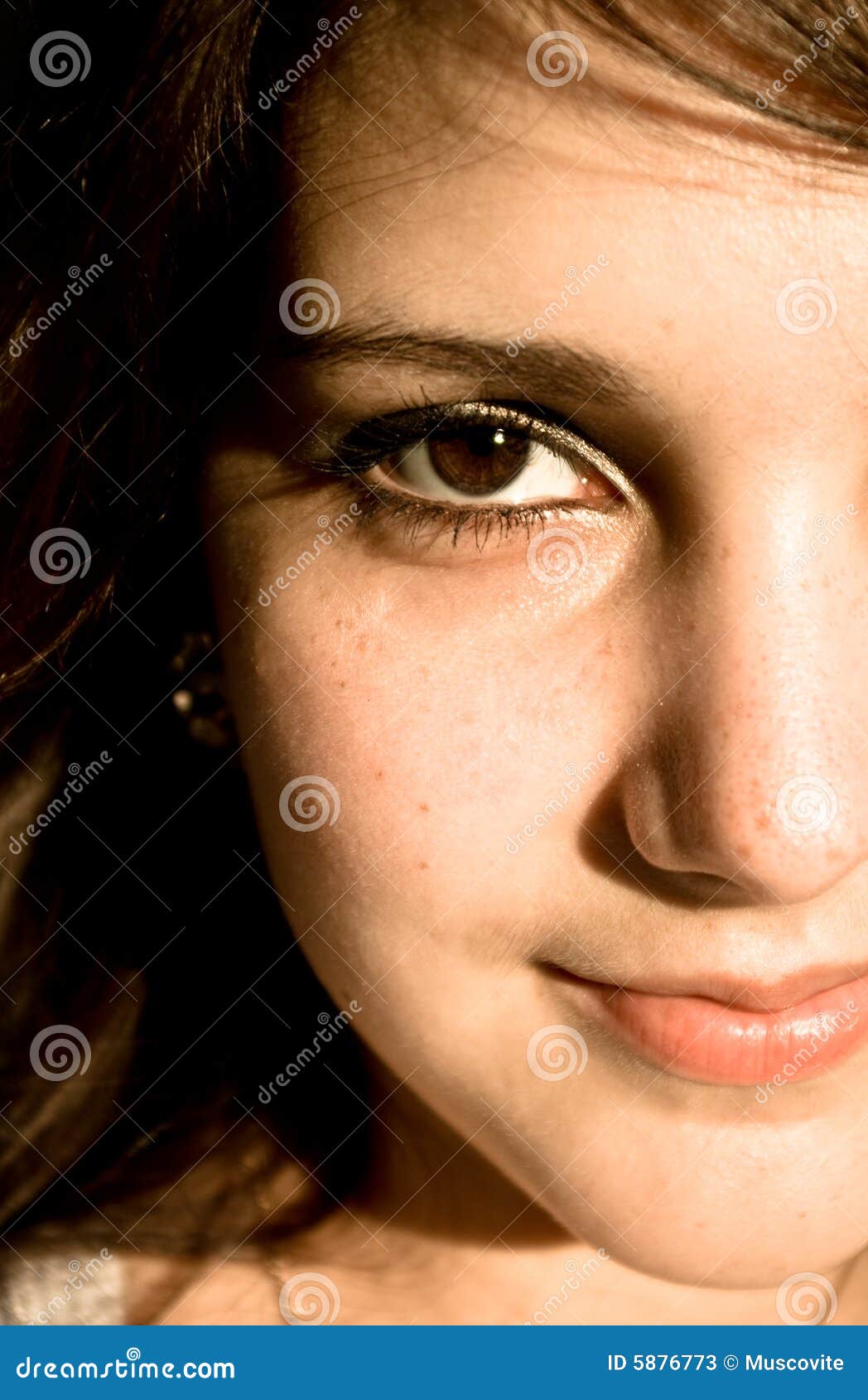 Half-face portrait stock image. Image of attitude, pretty - 5876773