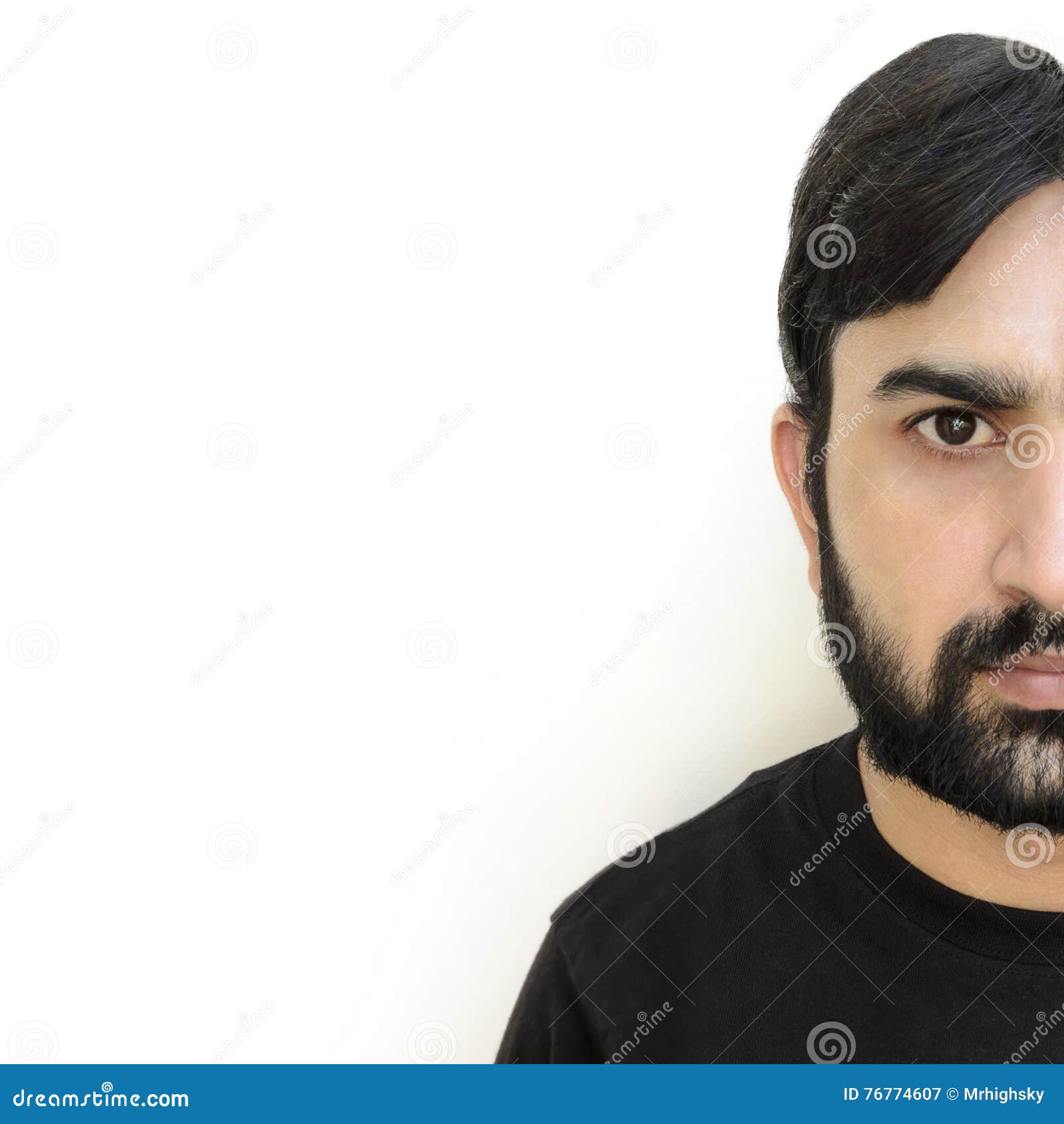 Half Face Portrait of a Bearded Man Stock Image - Image of handsome ...