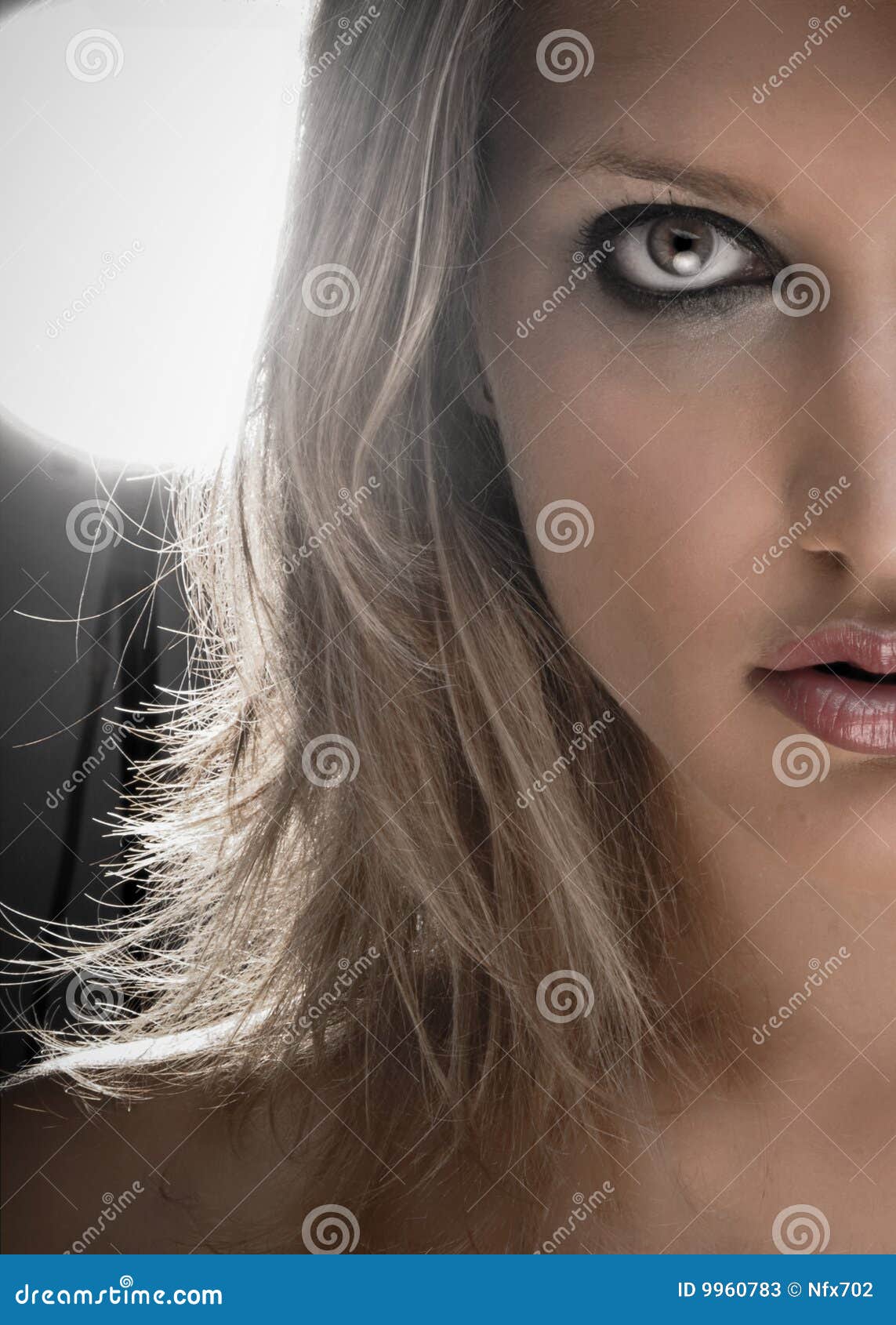 Half Face Portrait of a Beautiful Blond Woman Stock Image - Image of ...