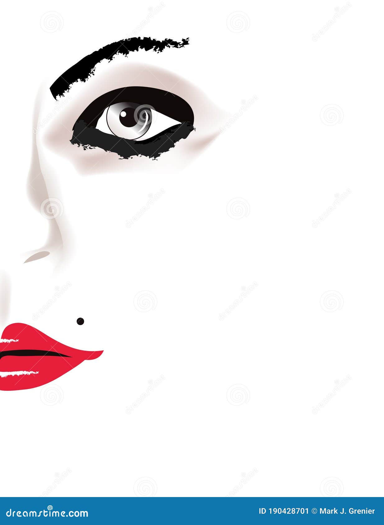 Half-Face Portrait of a Lady Stock Vector - Illustration of eyebrow ...