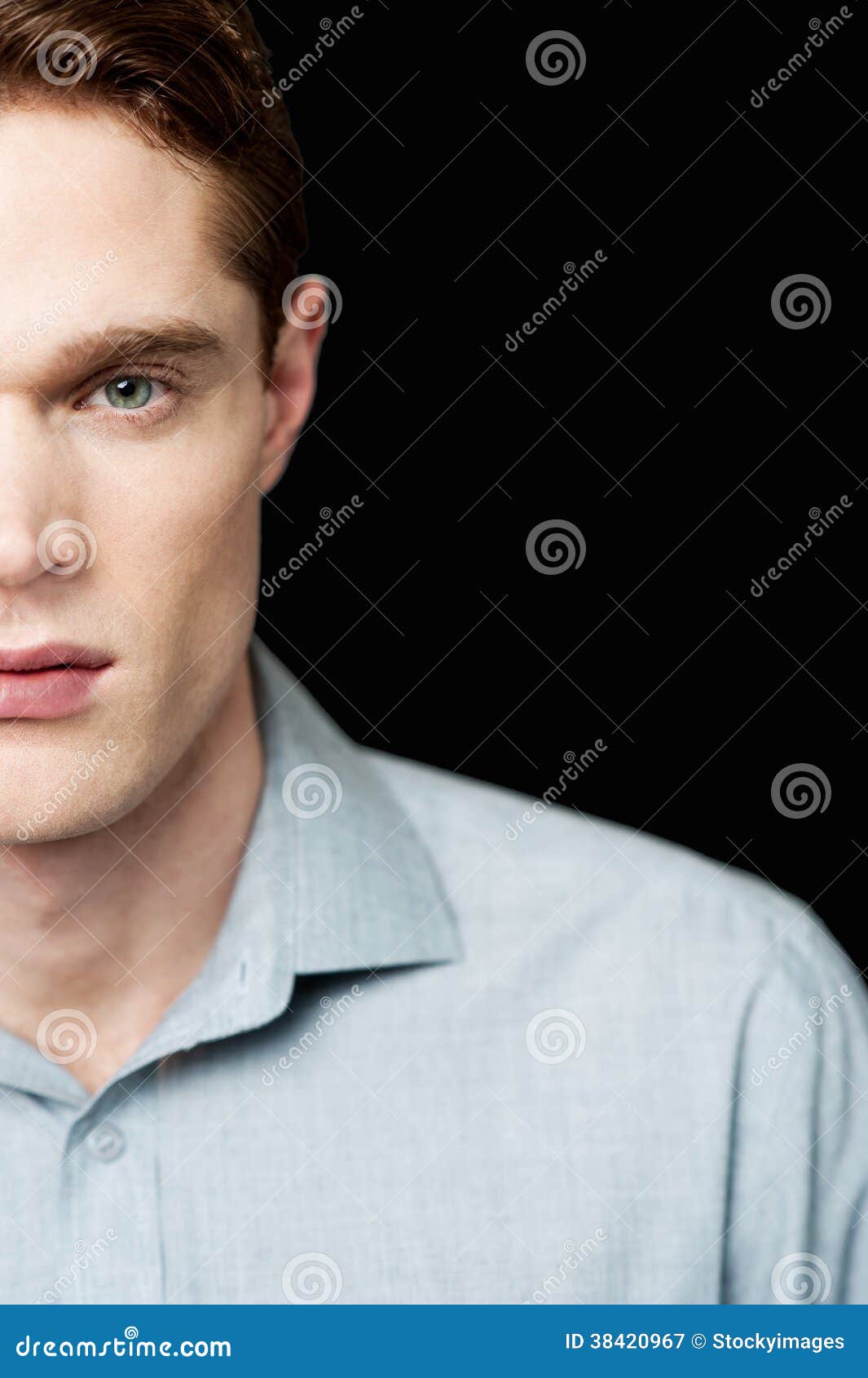 Half Face Portrait of a Smart Guy Stock Image - Image of expression ...