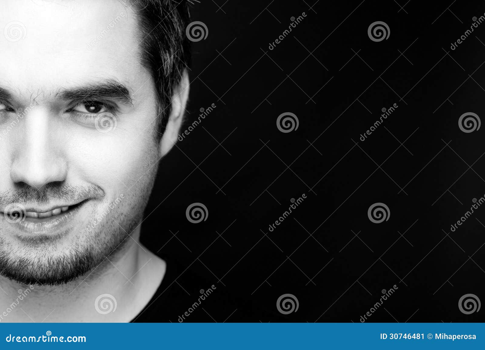 Half Face of a Smiling Handsome Young Guy Stock Image - Image of ...