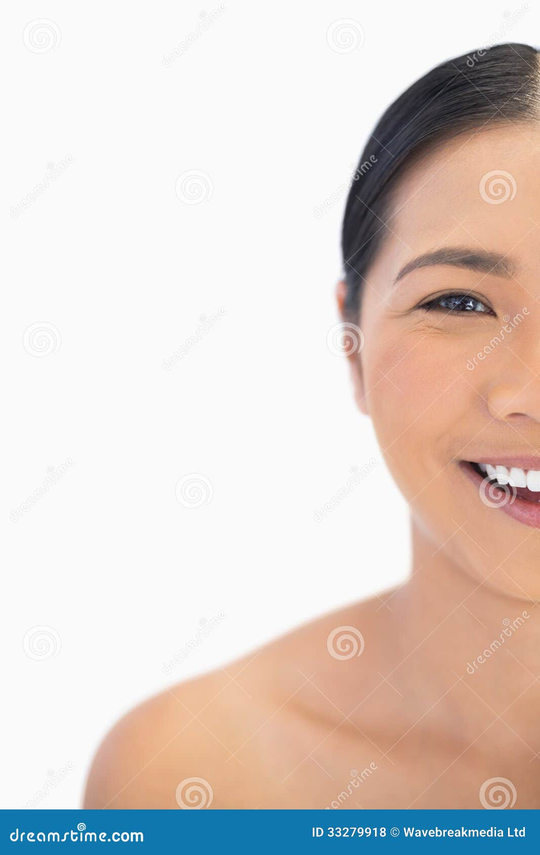 Half Face of Smiling Natural Model Stock Photo - Image of happy, nude ...