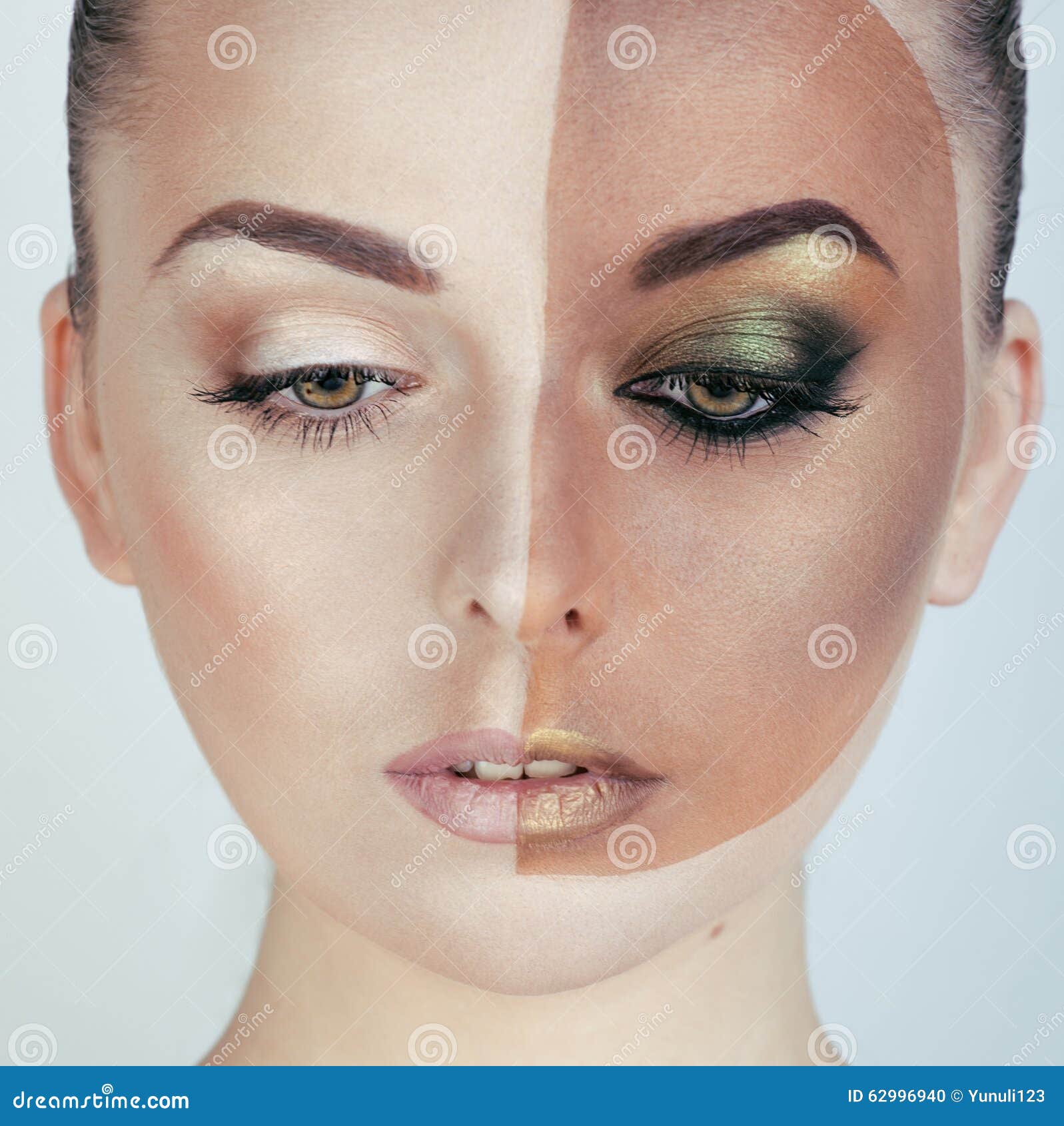 Half Faced Woman before Tanning and after Stock Photo - Image of ...
