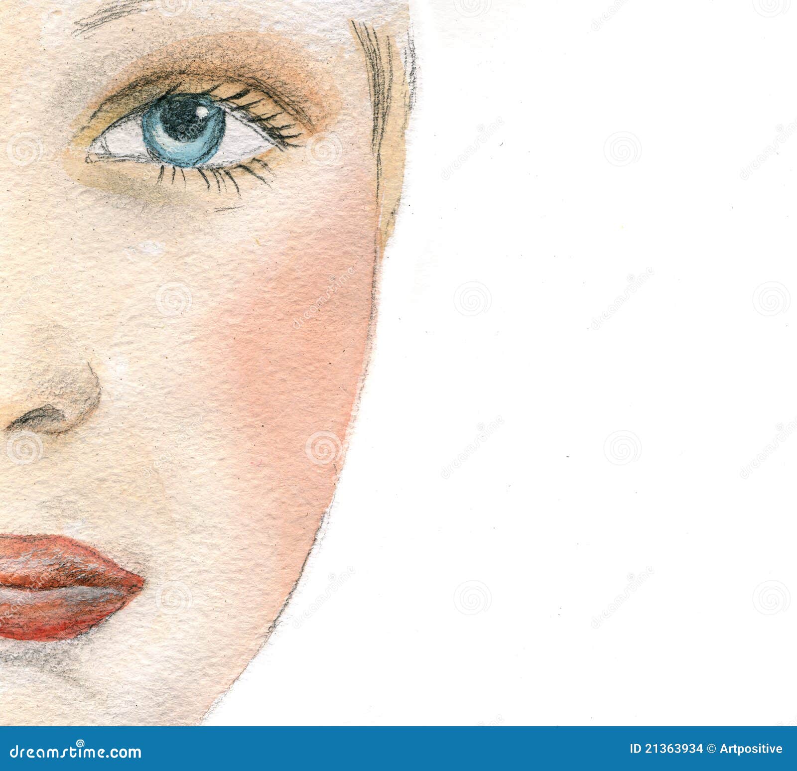 Half of Female Face Isolated Stock Illustration - Illustration of ...