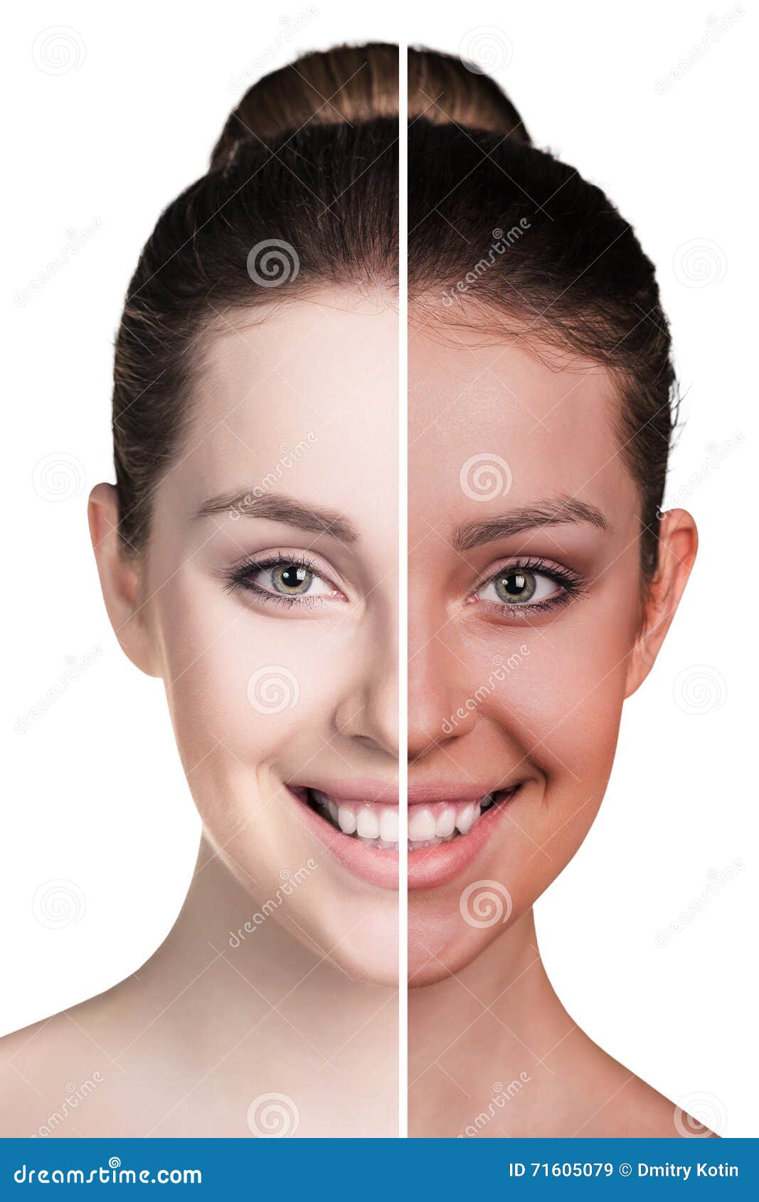 Half of Female Face with Tan Stock Image - Image of human, protection ...