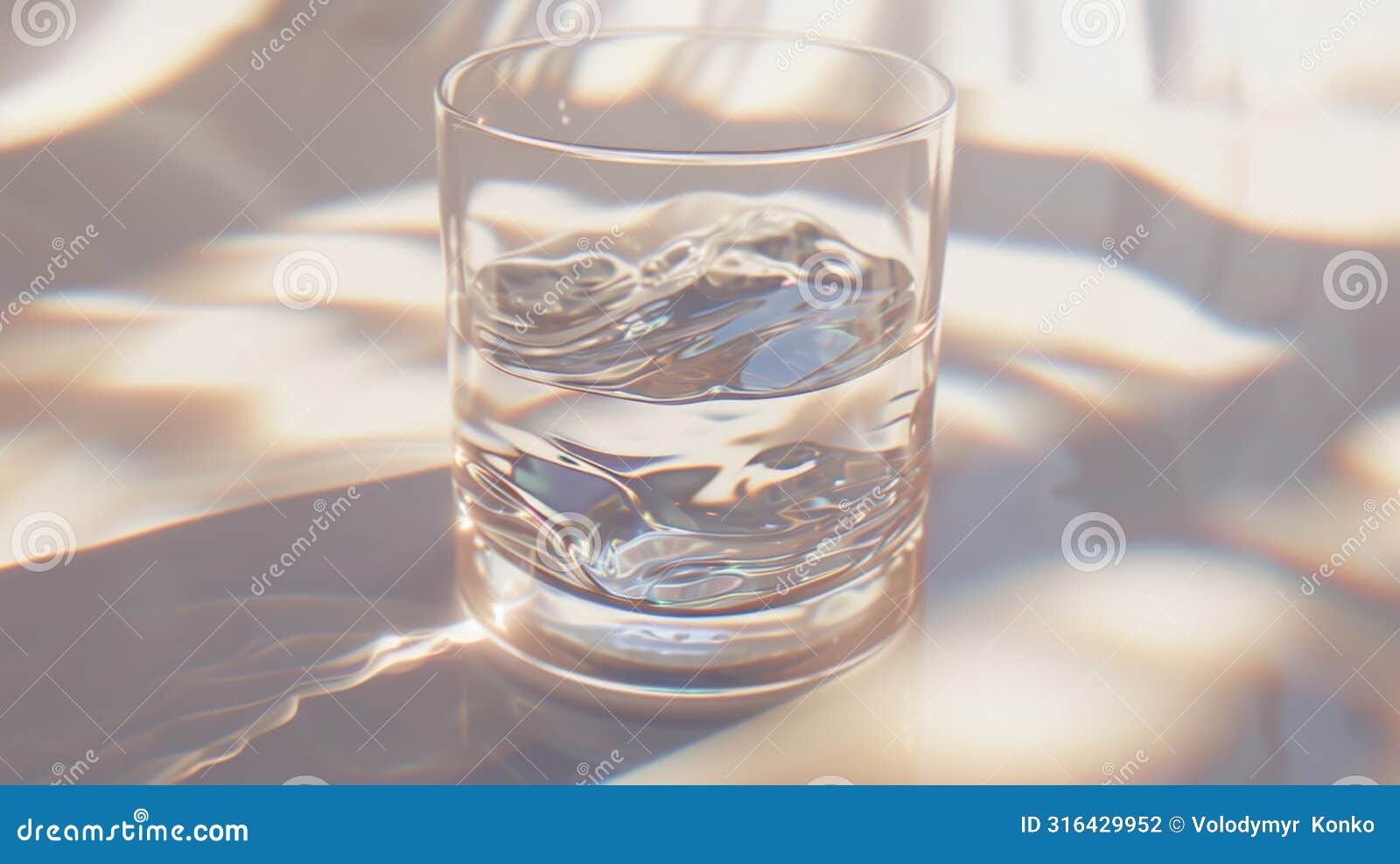 Half-filled Glass of Water with Light Reflections Stock Photo - Image ...