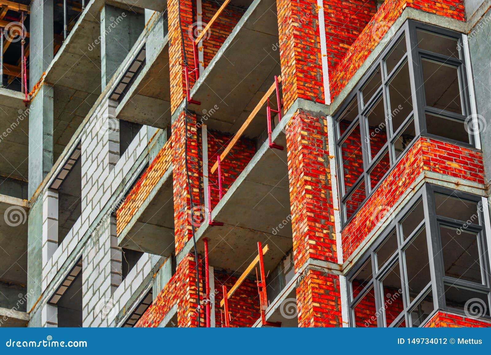 Half Finished Building Made of Monolith Concrete and Red Bricks Stock ...