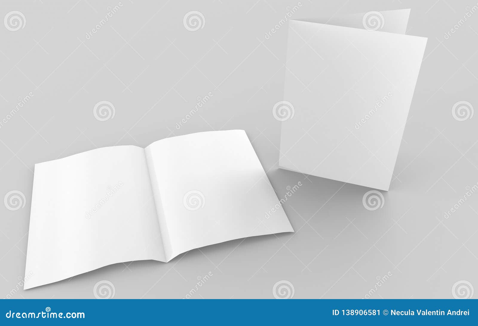 A3 A4 A5 Half-fold or by-fold Brochure Blank White Template for Mock Up ...