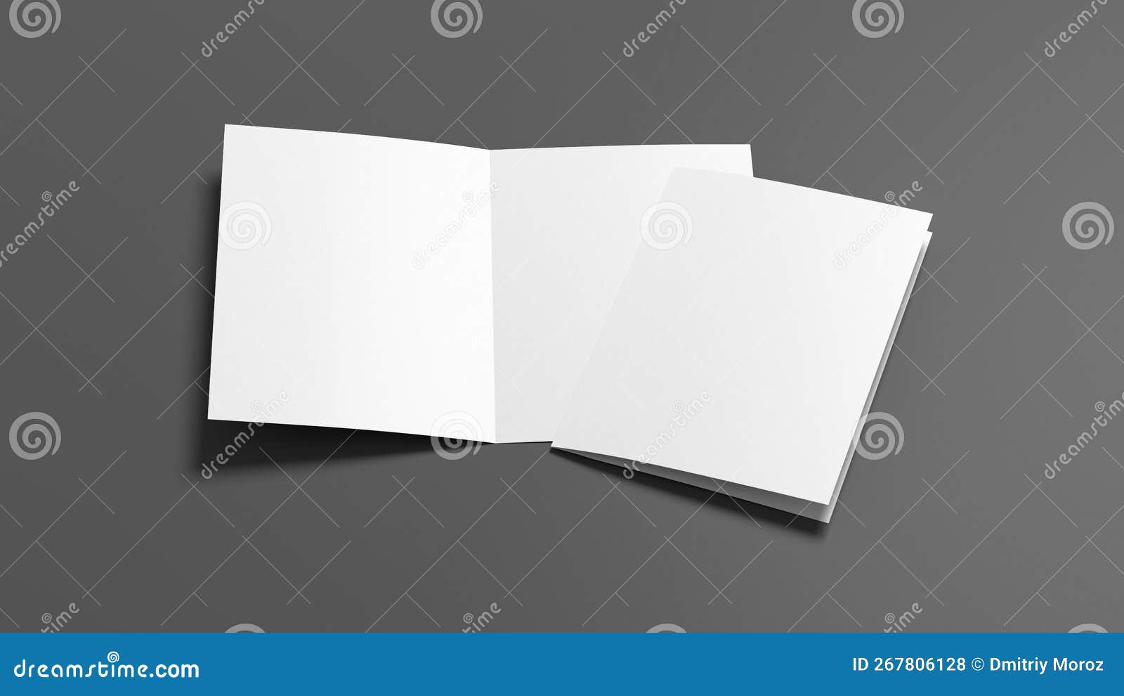 Half-folded Flyer A4 Booklet Mock Up on Gray Background Stock ...