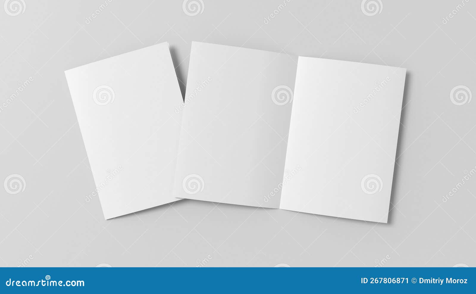 Half-folded Flyer A4 Booklet Mock Up on White Background Stock ...