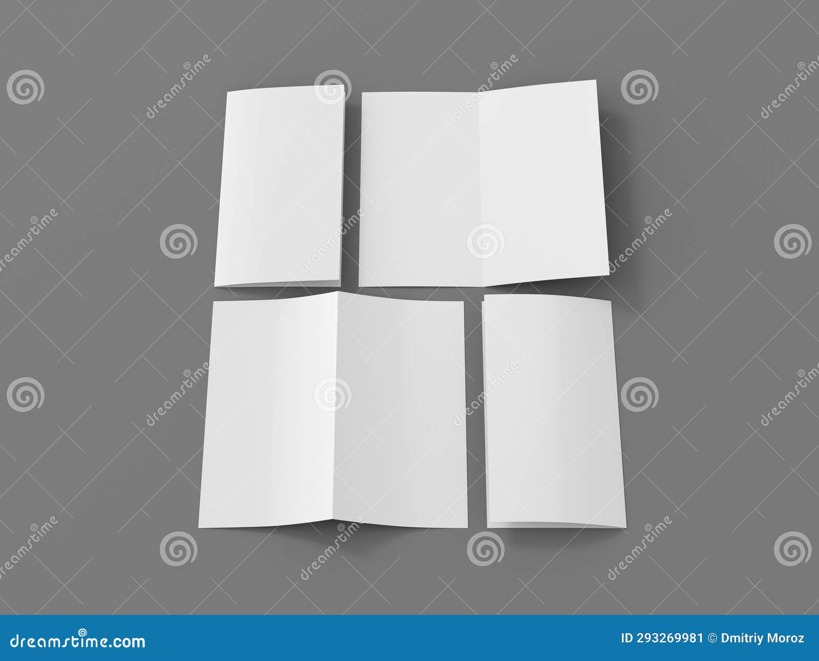 Half-folded Flyer Vertical Booklet Mockup on Gray Background Stock ...