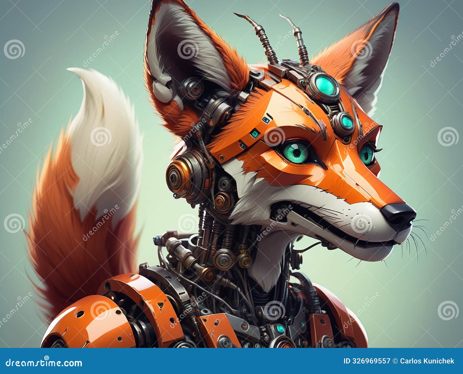 Half Fox Half-robot in Fantasy Style - Generated by Ai Stock ...