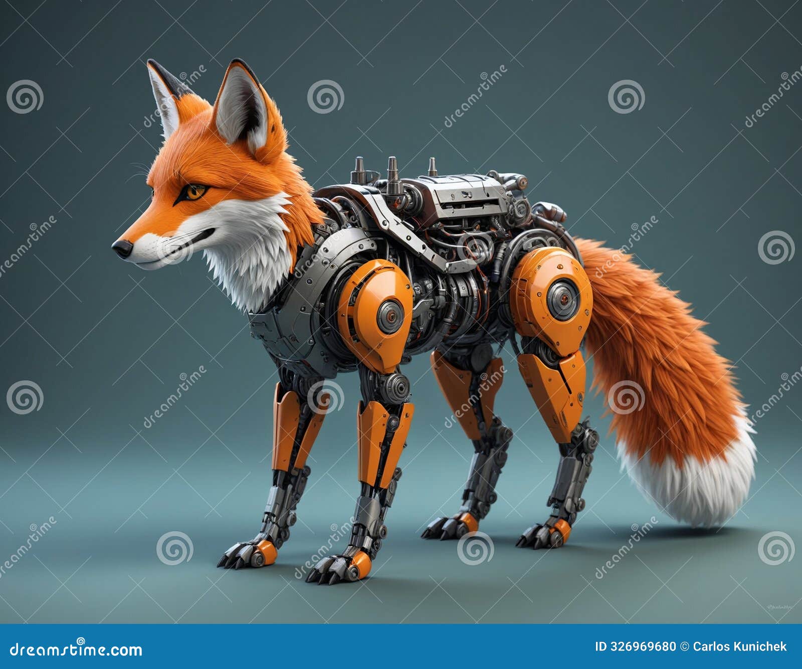 Half Fox Half-robot in Fantasy Style - Generated by Ai Stock ...