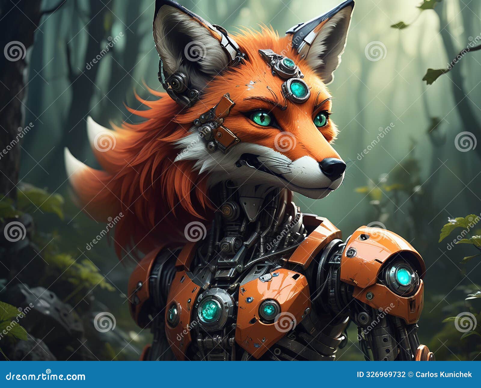 Half Fox Half-robot in Fantasy Style - Generated by Ai Stock ...