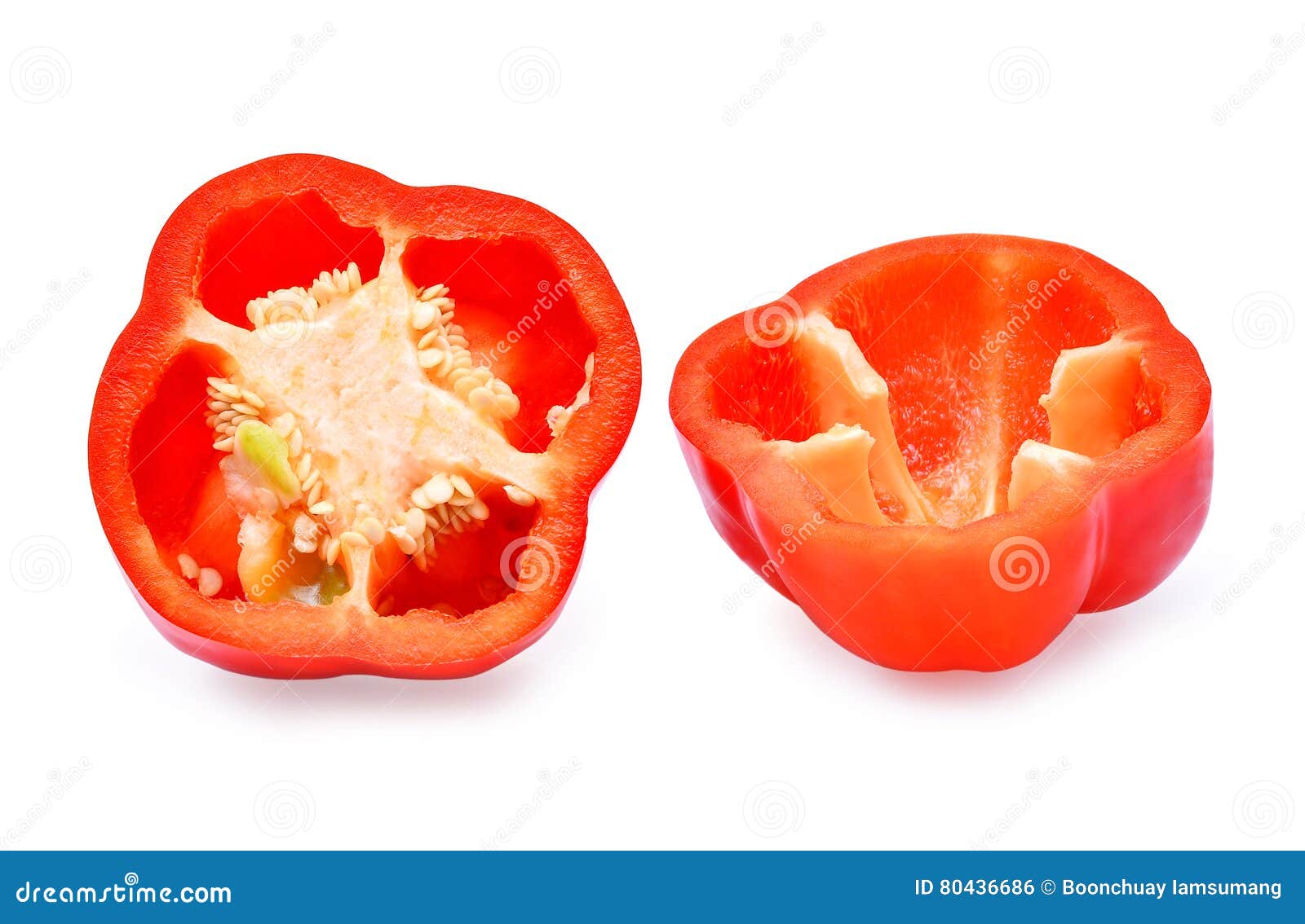 Half of Fresh Sweet Red PepperBell Pepper Isolated on White Ba Stock ...