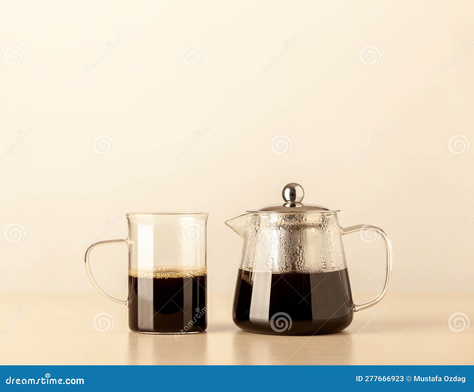 A Half Full Coffee Cup and Coffee Pot Stock Image - Image of breakfast ...