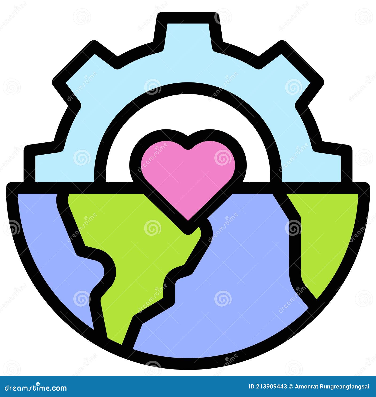 Half Gear with Half Earth Icon, Earth Day Related Vector Stock Vector ...