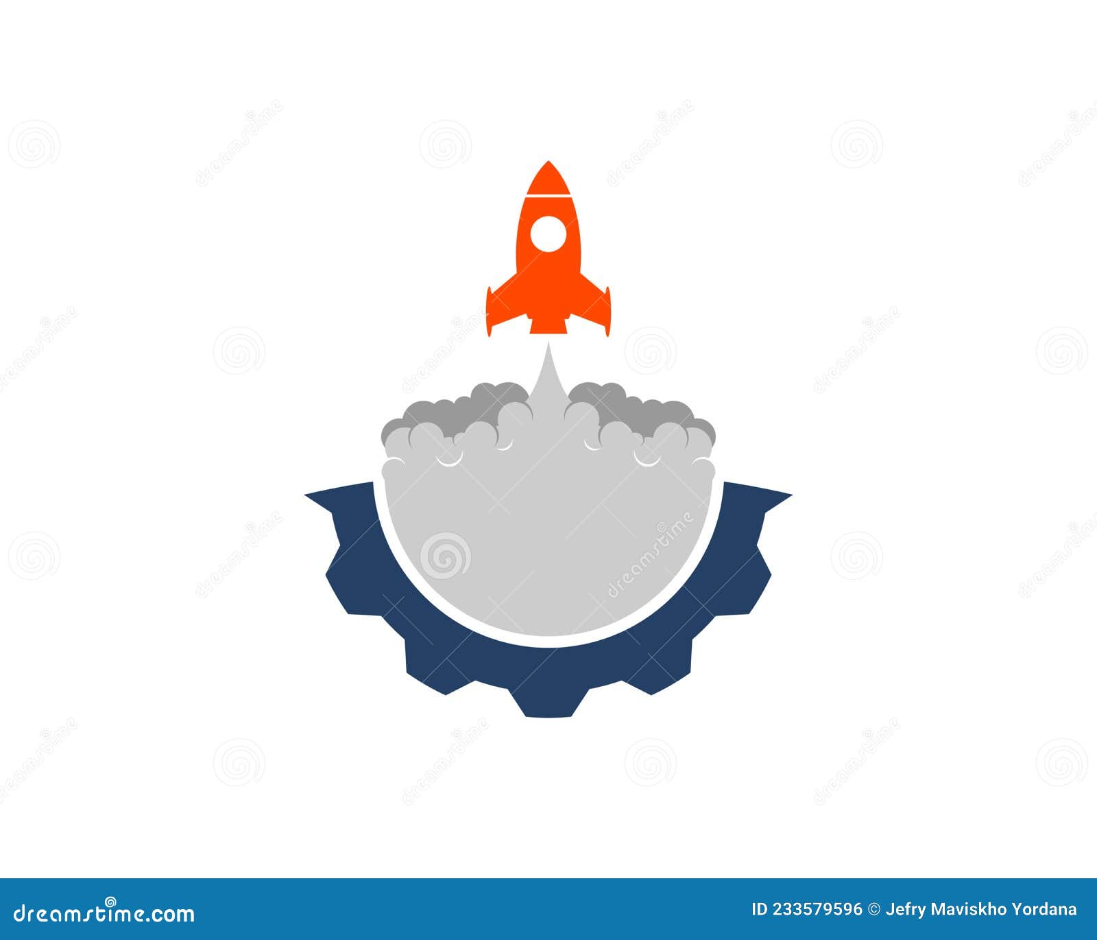 Half Gear with Rocket Launch Stock Illustration - Illustration of ...