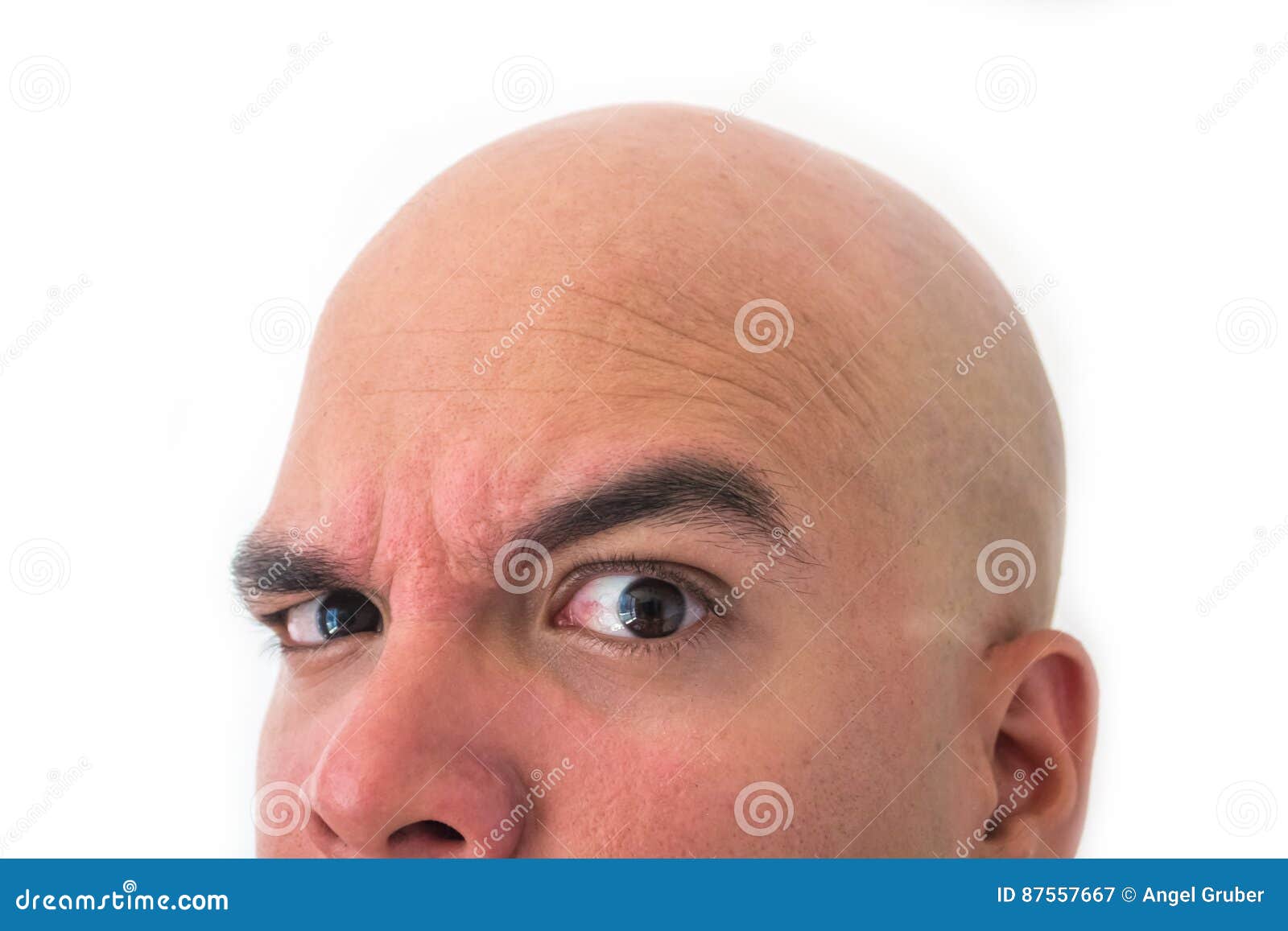 Half Gezicht Van De Kale Mens Op Witte Achtergrond Stock Afbeelding ...