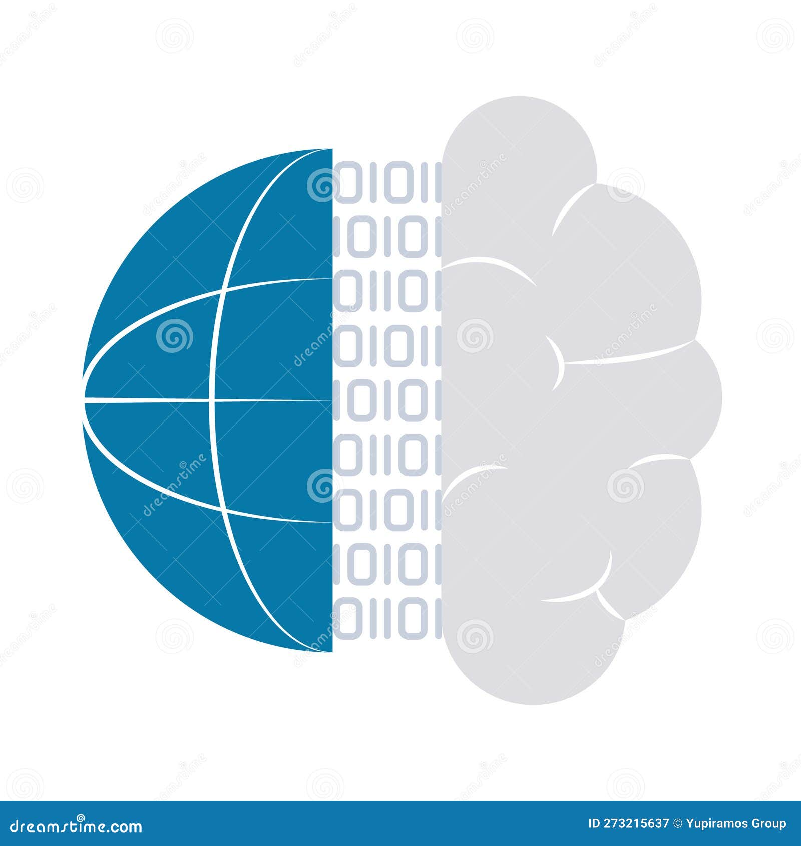 Half Global Sphere and Half Brain Stock Vector - Illustration of ...