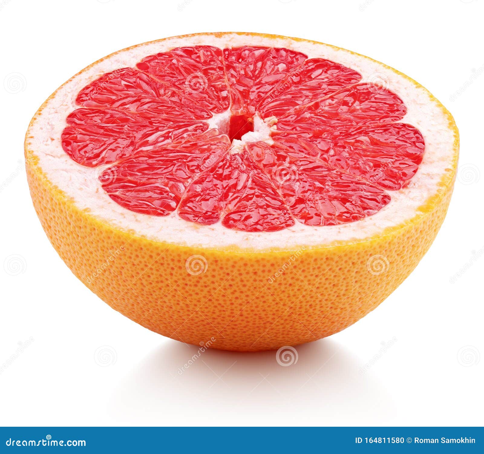 Half Grapefruit In A Plate With Assorted Medicines On Blue Background ...