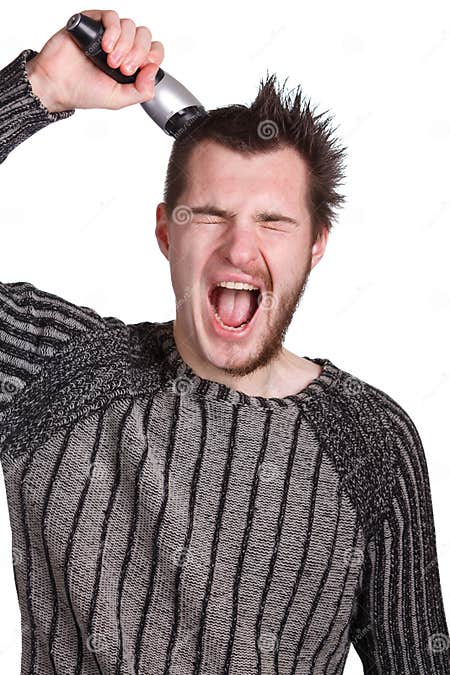 Half haircut Young man stock photo. Image of human, happiness - 25210476