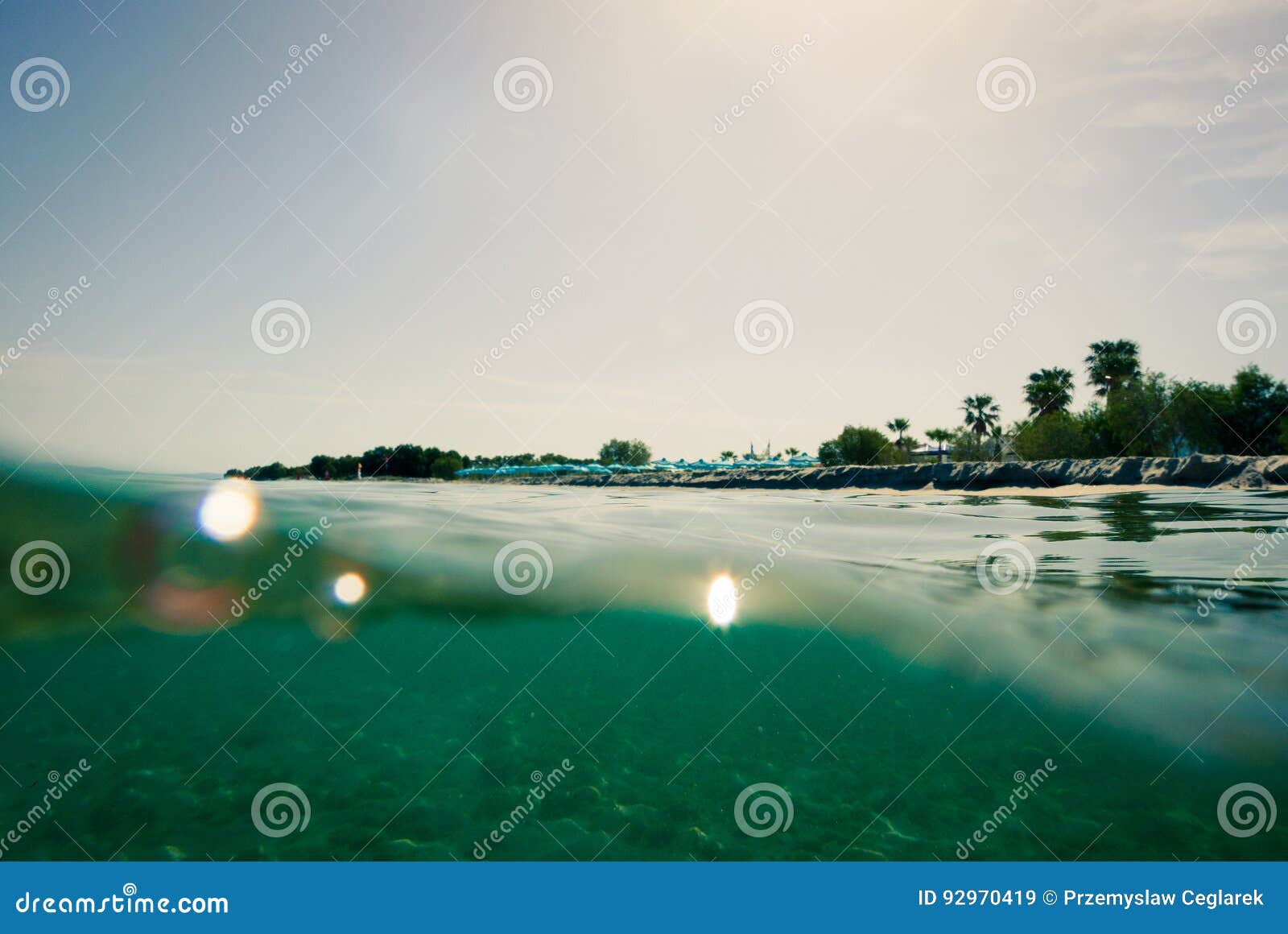 Half and Half Over and Under the Water Surface. Stock Image - Image of ...