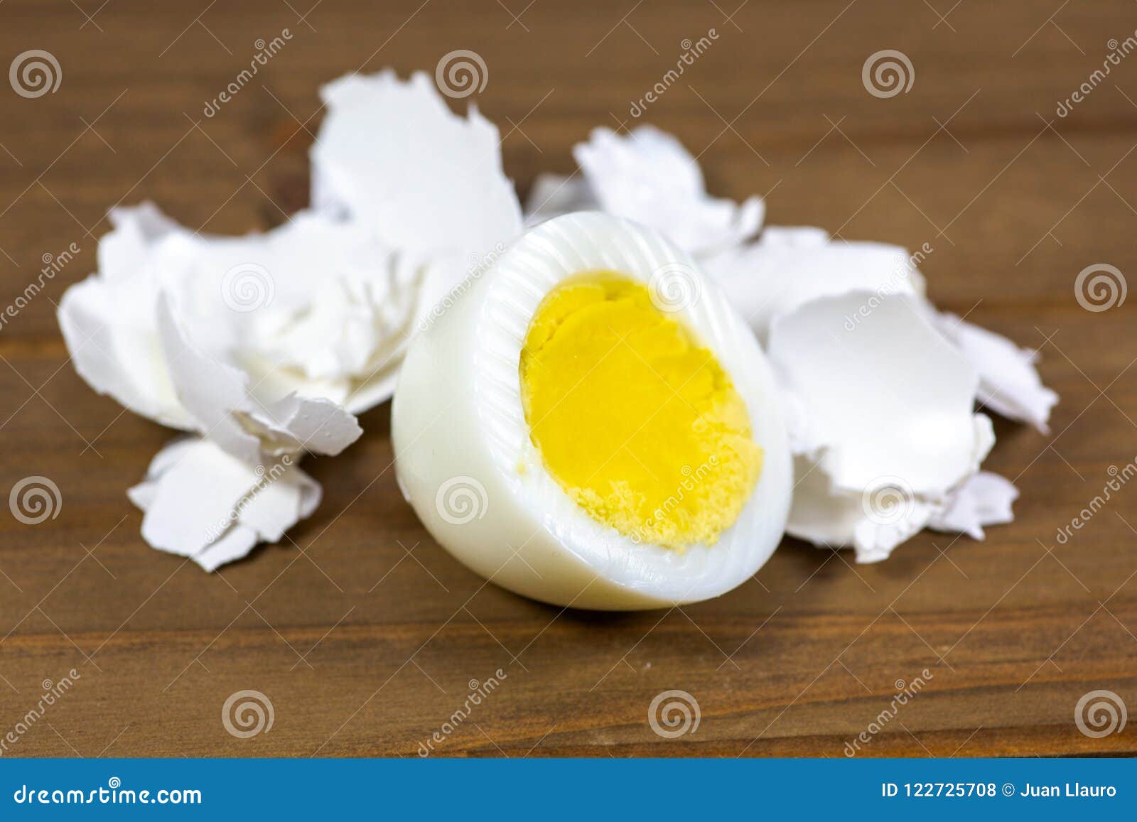 Half a Hardboiled Egg with the Shells Laying on the Kitchen Table Stock ...