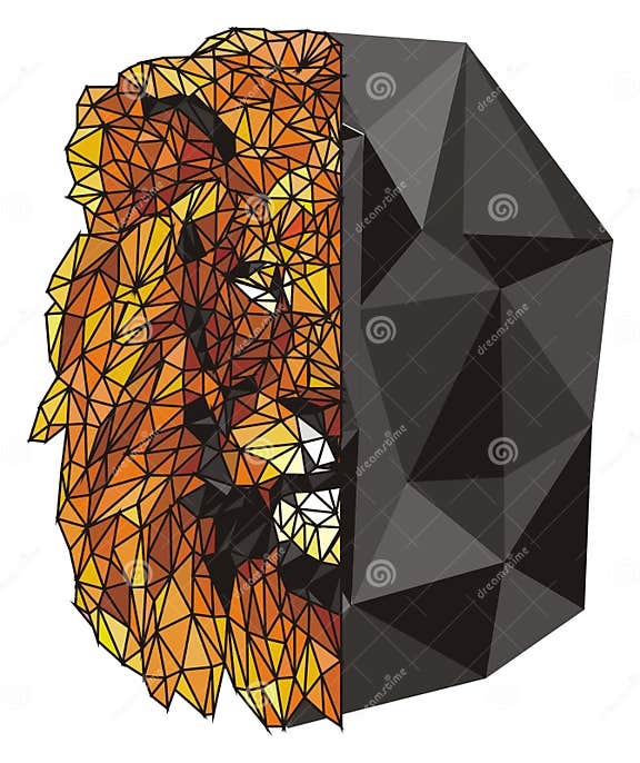 Half head of lion stock illustration. Illustration of line - 175074917