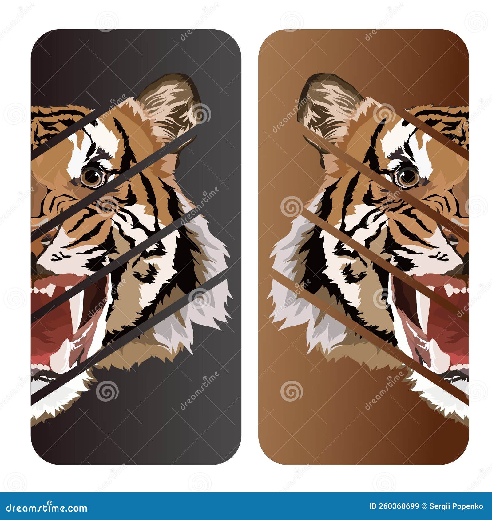 Half Head Tiger Vector Illustration Stock Vector - Illustration of ...