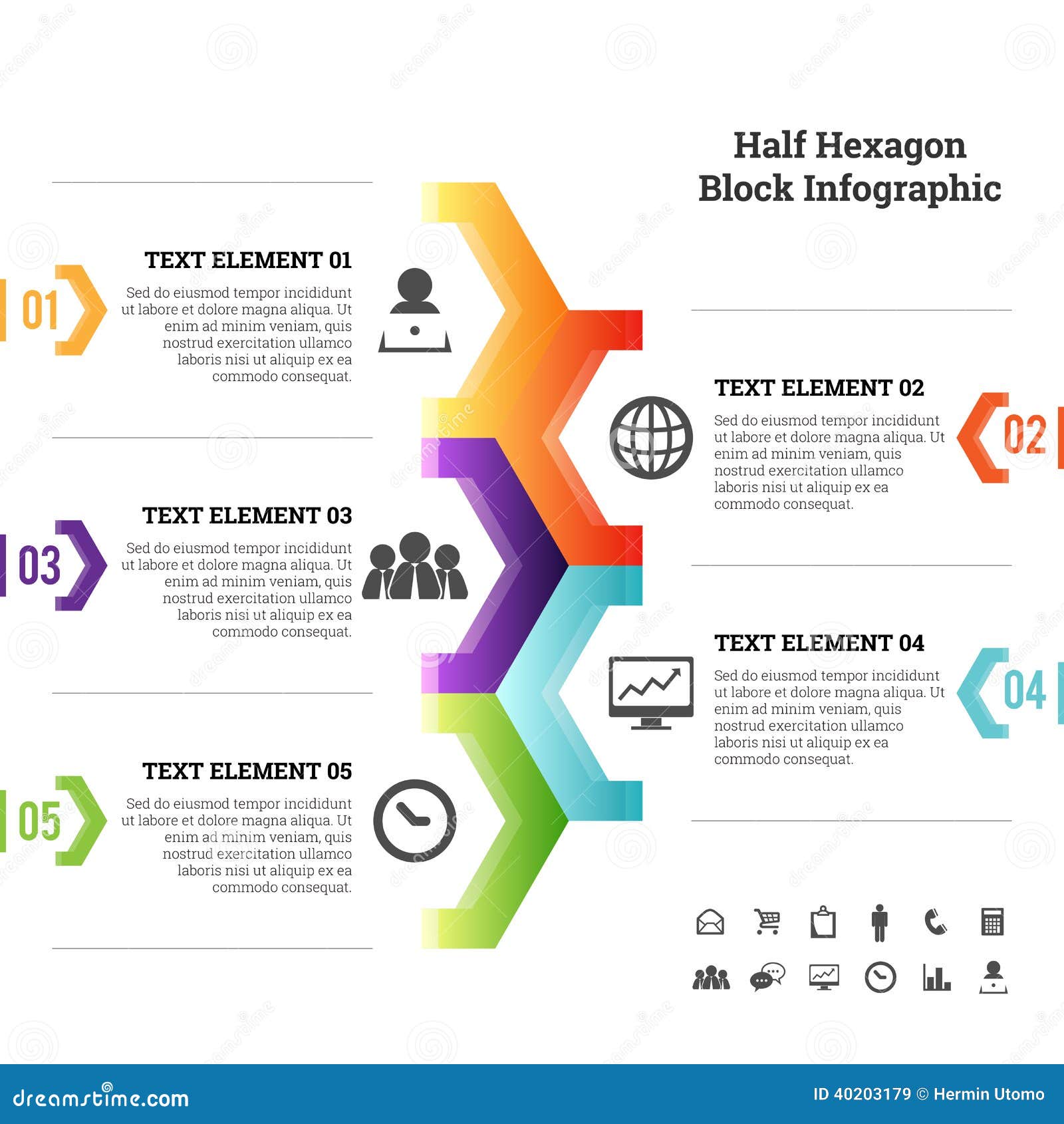 Half Hexagon Block Infographic Element Stock Vector - Illustration of ...