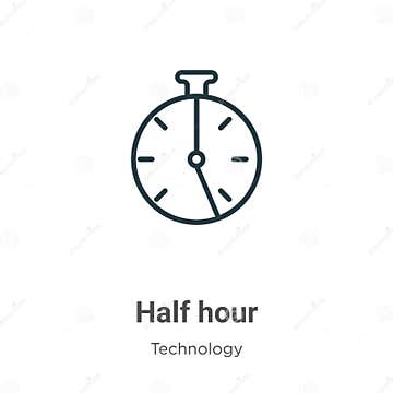 Half Hour Outline Vector Icon. Thin Line Black Half Hour Icon, Flat ...