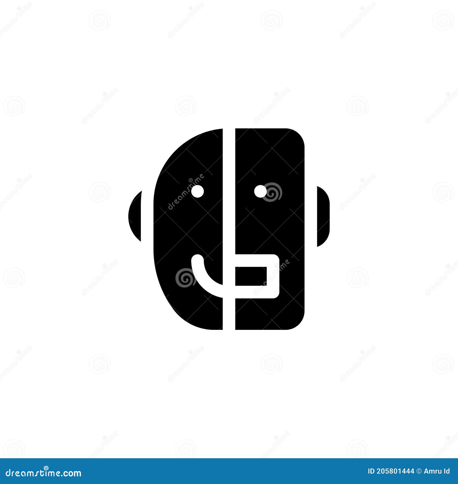 Half Human and Robot Artificial Intelligence Glyph Icon, Logo, Vector ...